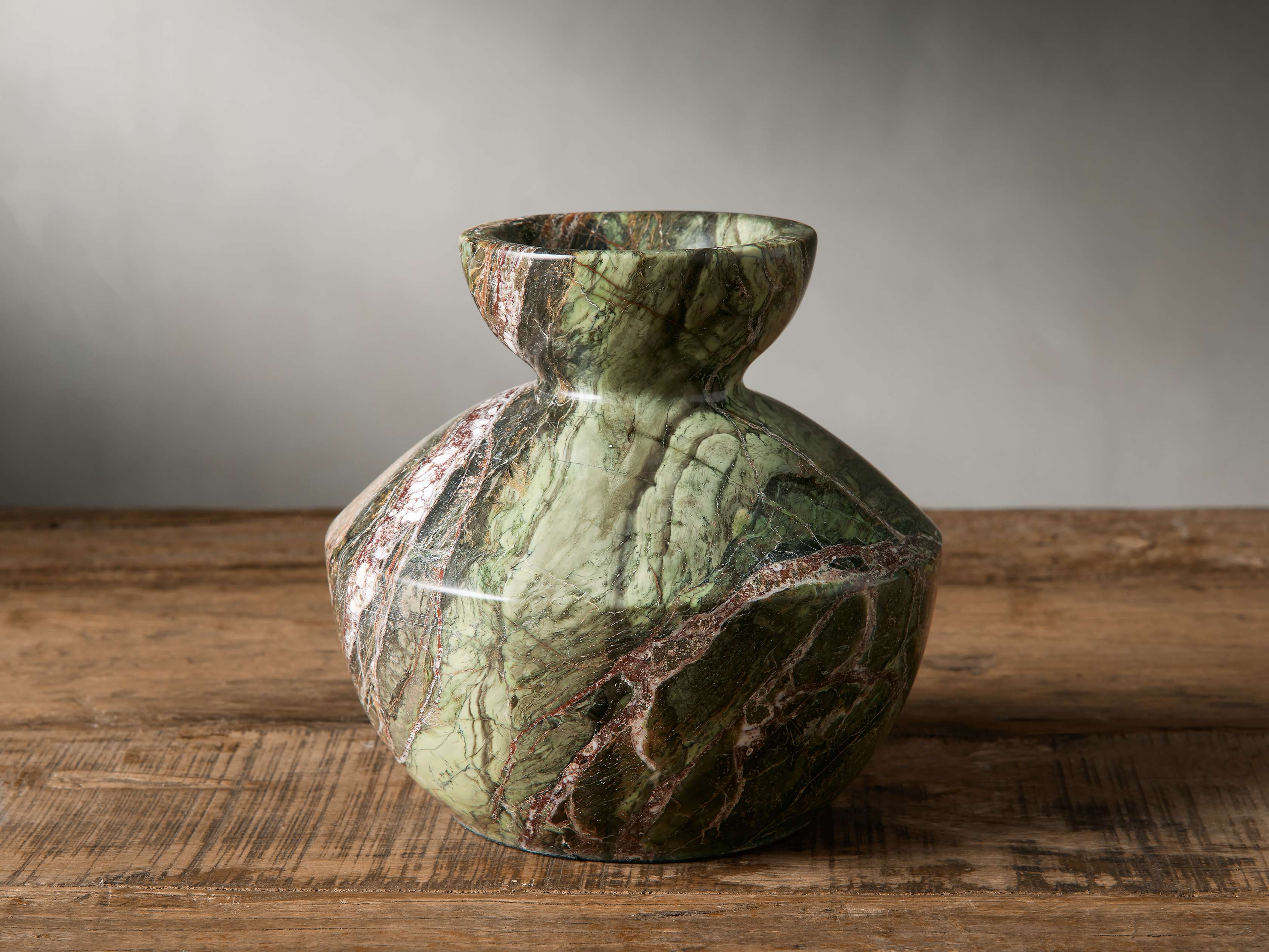 Rhodes Marble Vase in Green Forest Arhaus