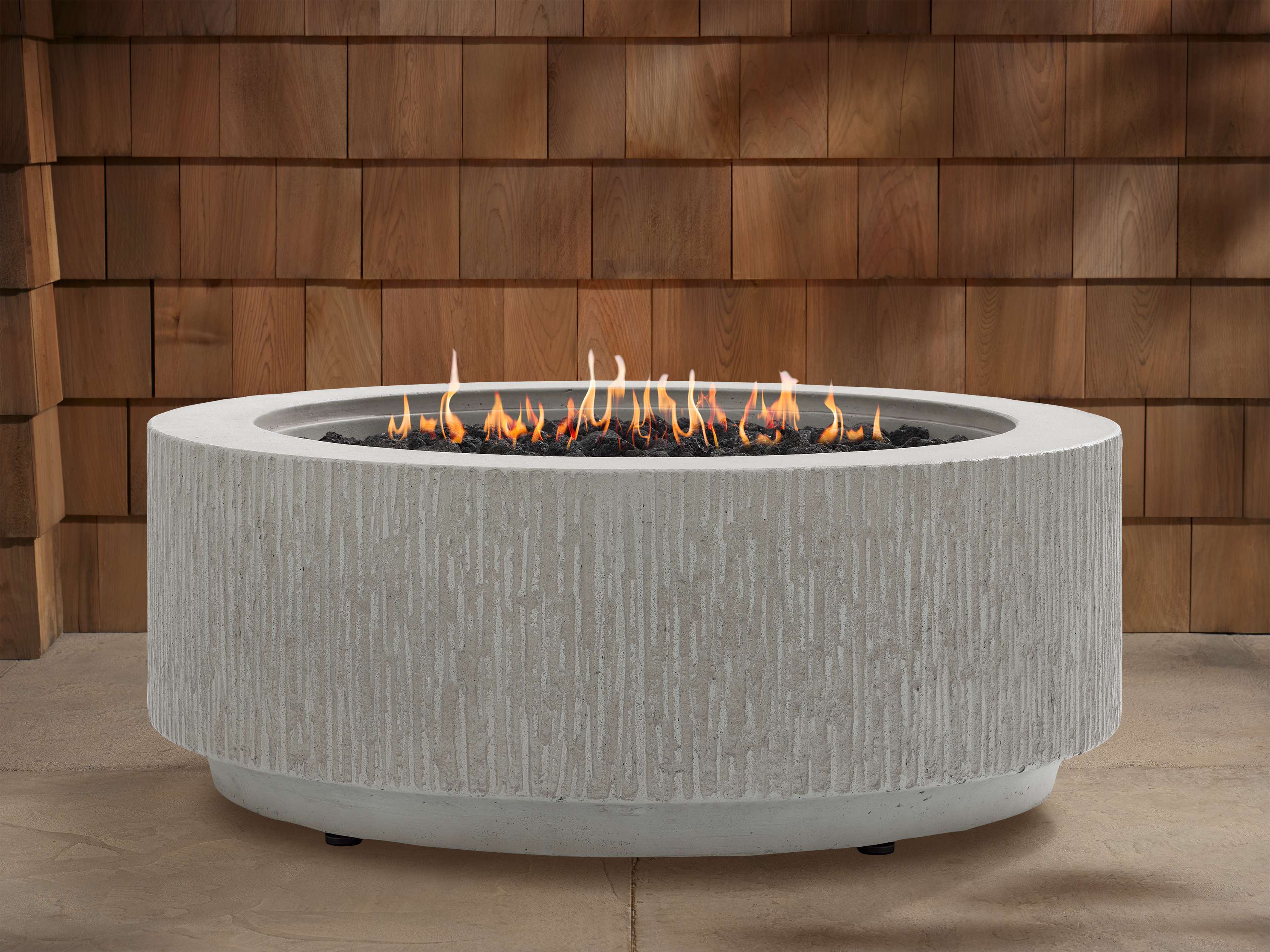 Wilmar Round Propane Fire Pit in Fog Chiseled – Arhaus