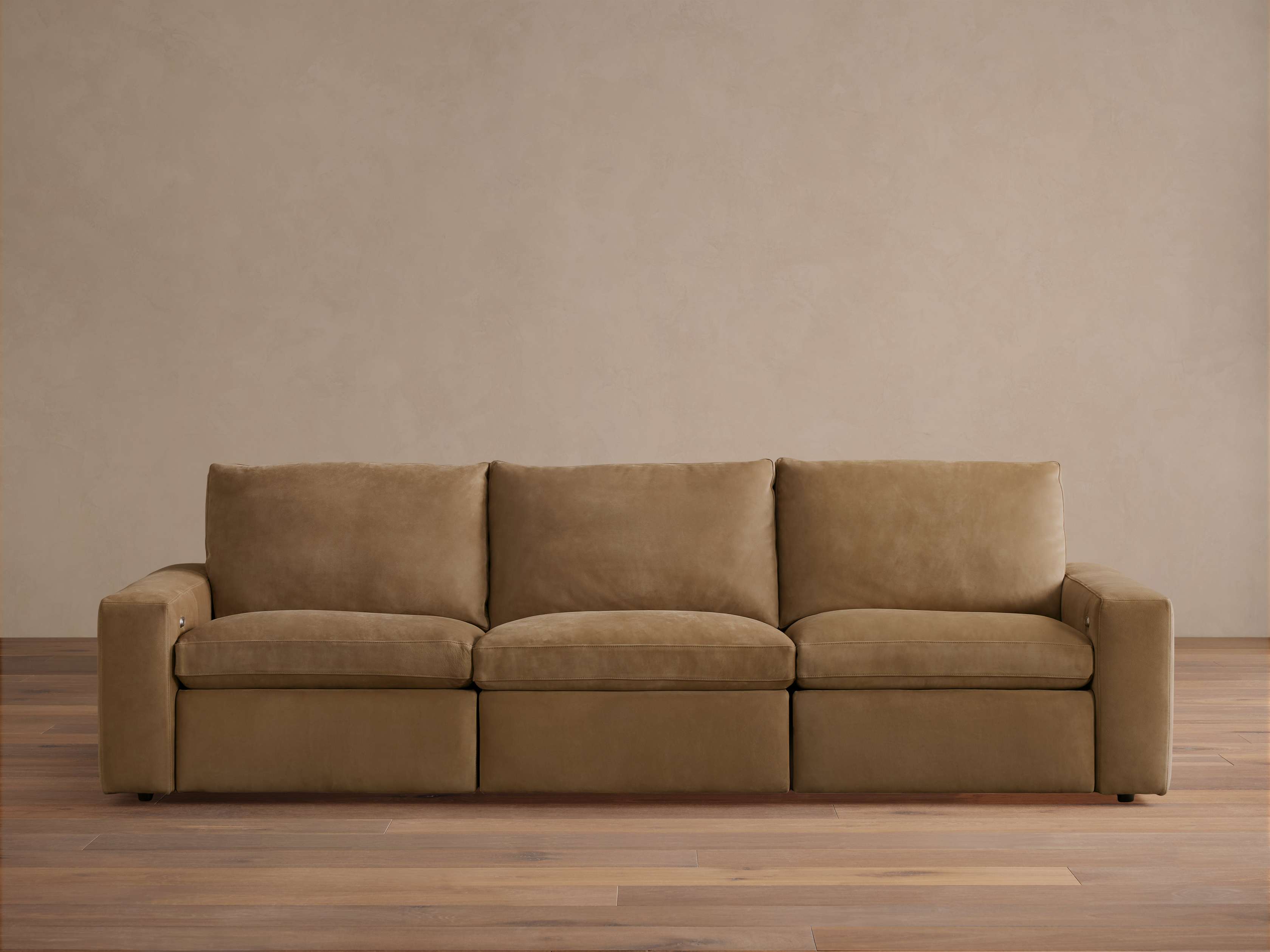 Kipton Wide Arm Nubuck Leather Three-Piece Motion Modular Sofa – Arhaus